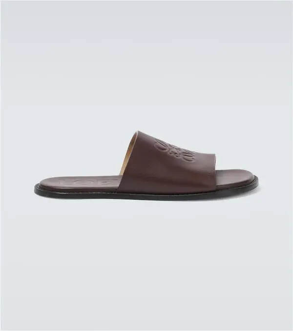 Loewe Paula's Ibiza Flex Anagram Leather Slides - Burgundy