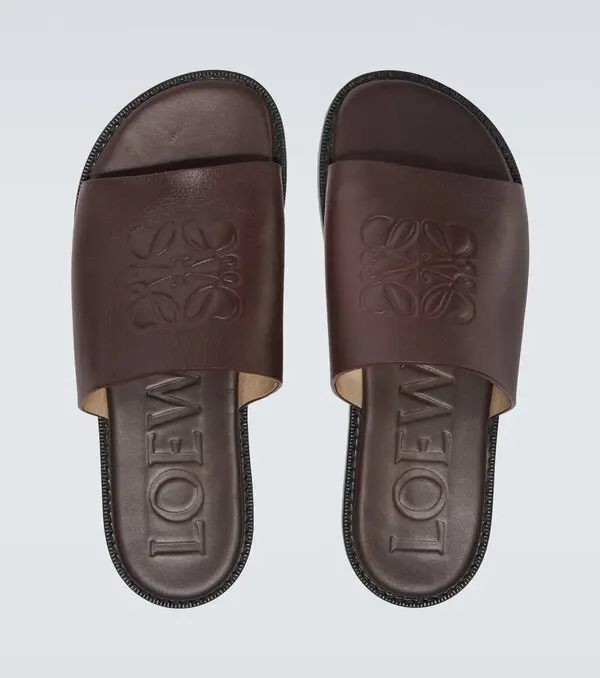 Loewe Paula's Ibiza Flex Anagram Leather Slides - Burgundy