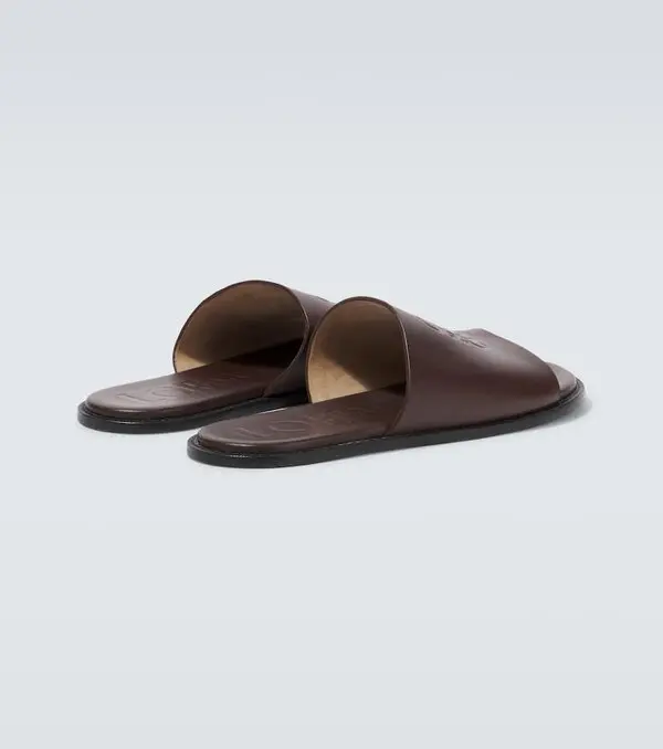 Loewe Paula's Ibiza Flex Anagram Leather Slides - Burgundy
