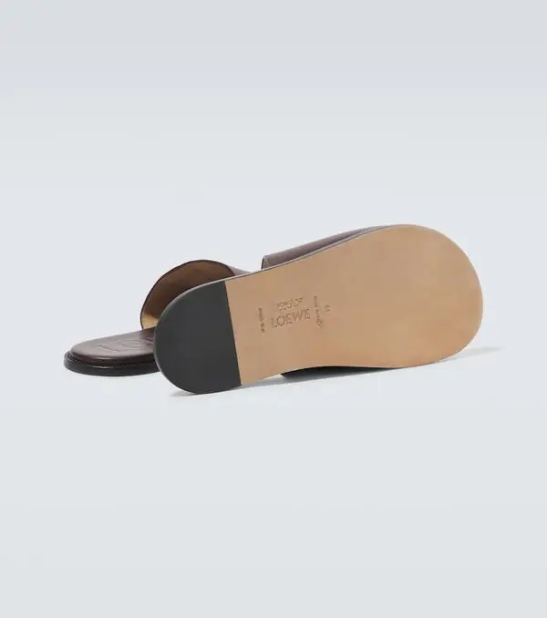 Loewe Paula's Ibiza Flex Anagram Leather Slides - Burgundy