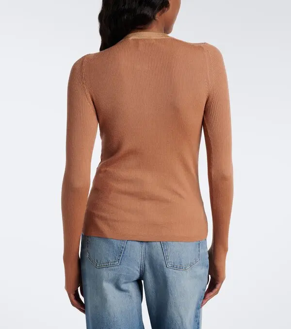 Chloé Ribbed-knit Henley Shirt - Pink