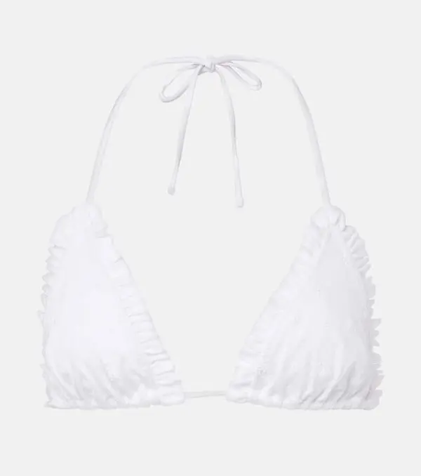 Chloé Broderie Anglaise Ruffled Bikini Top - White