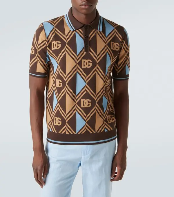 Dolce & Gabbana Dg Jacquard Cotton Piqué Polo Shirt - Multicoloured