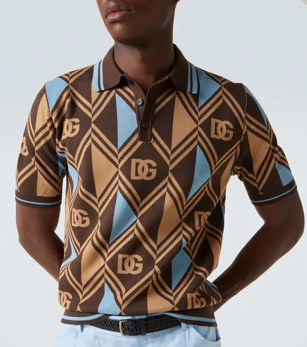 Dolce & Gabbana Dg Jacquard Cotton Piqué Polo Shirt - Multicoloured
