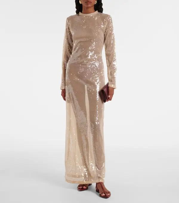 ADRIANA DEGREAS Sequined Maxi Dress
