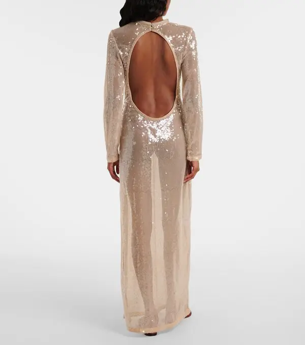 ADRIANA DEGREAS Sequined Maxi Dress