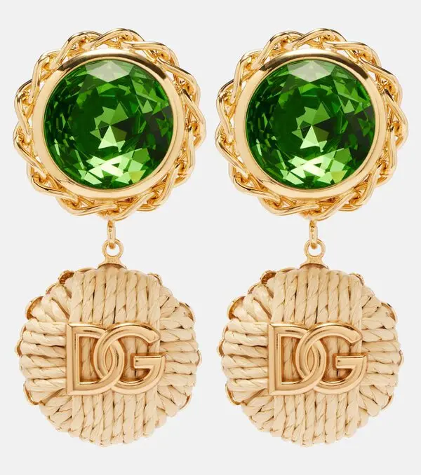 Dolce & Gabbana Dg Crystal-embellished Clip-on Earrings - Gold