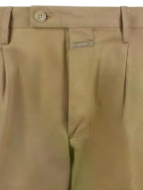 Closed Pleated Stretch-cotton Pants