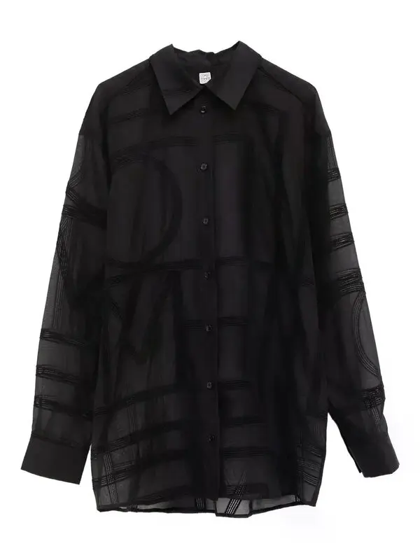 TOTEME Geometric-embroidered Shirt - Black