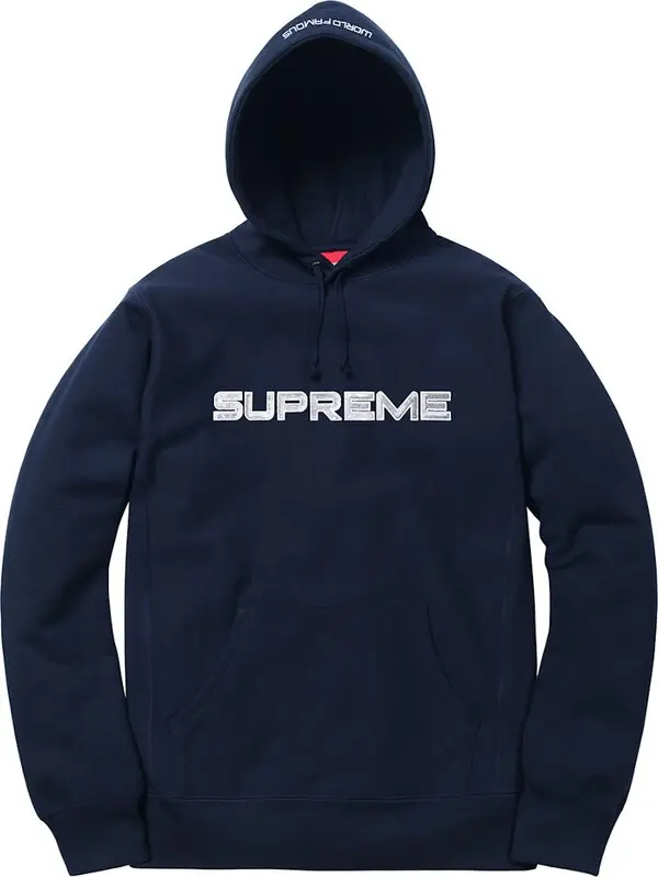 Supreme Sequin Logo Hooded Sweatshirt - Navy Blue