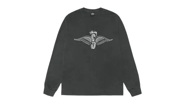 StÜssy Skull Wings Long Sleeve Pigment Dyed Tee Shirt