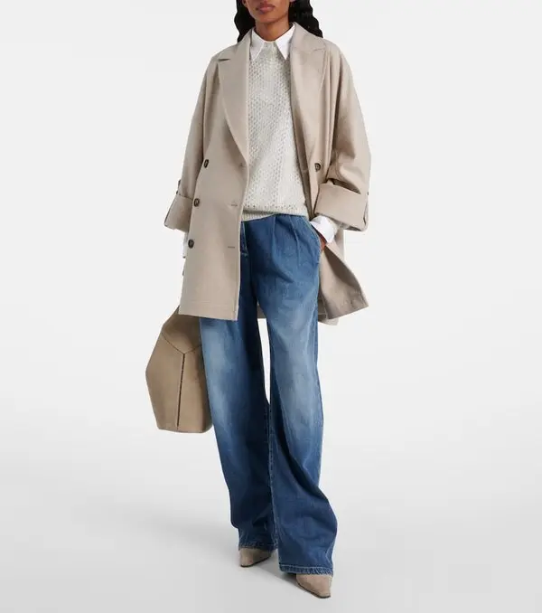 Brunello Cucinelli 80 Monili Suede Slingback Pumps - Grey