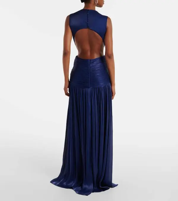 Costarellos Silia Ruched Georgette Gown - Blue