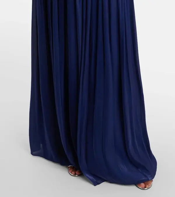 Costarellos Silia Ruched Georgette Gown - Blue