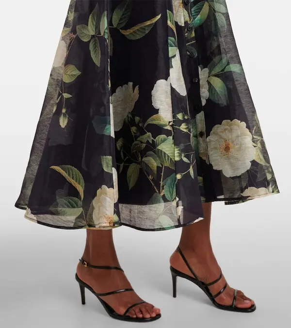 LEO LIN Katrina Floral Linen-blend Midi Dress