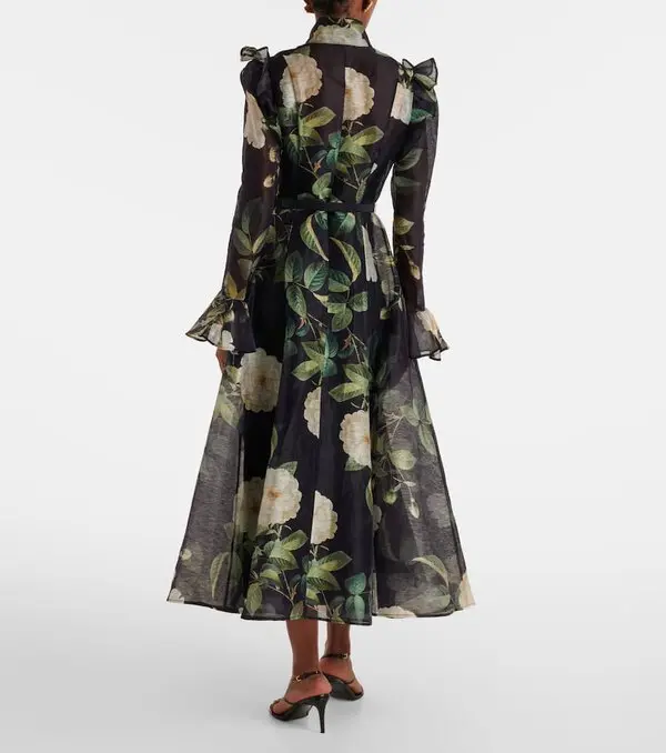 LEO LIN Katrina Floral Linen-blend Midi Dress