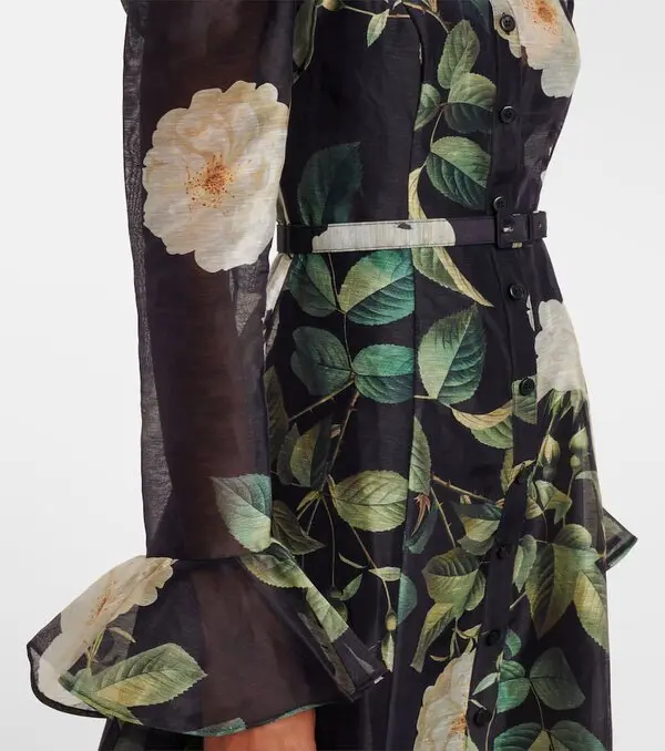 LEO LIN Katrina Floral Linen-blend Midi Dress