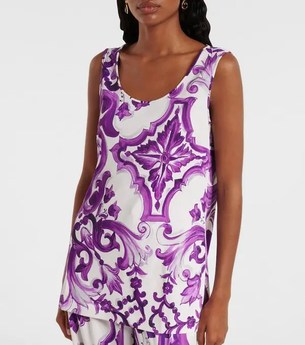 Dolce & Gabbana Majolica Jersey Tank Top