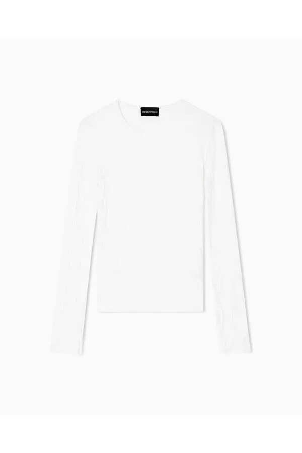 Emporio Armani Check-effect Knit Viscose Jumper - White