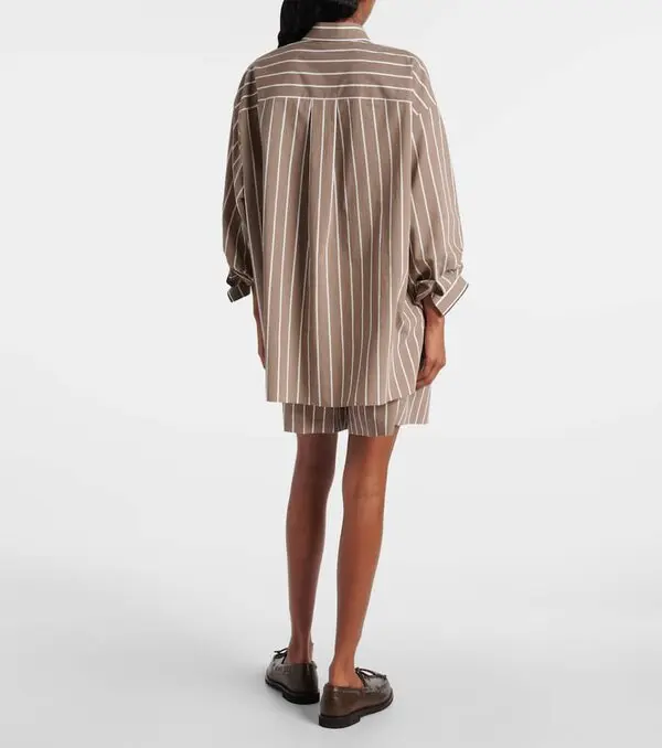 Brunello Cucinelli Monili Striped Cotton-blend Poplin Shirt