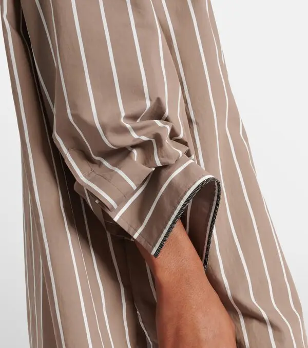 Brunello Cucinelli Monili Striped Cotton-blend Poplin Shirt