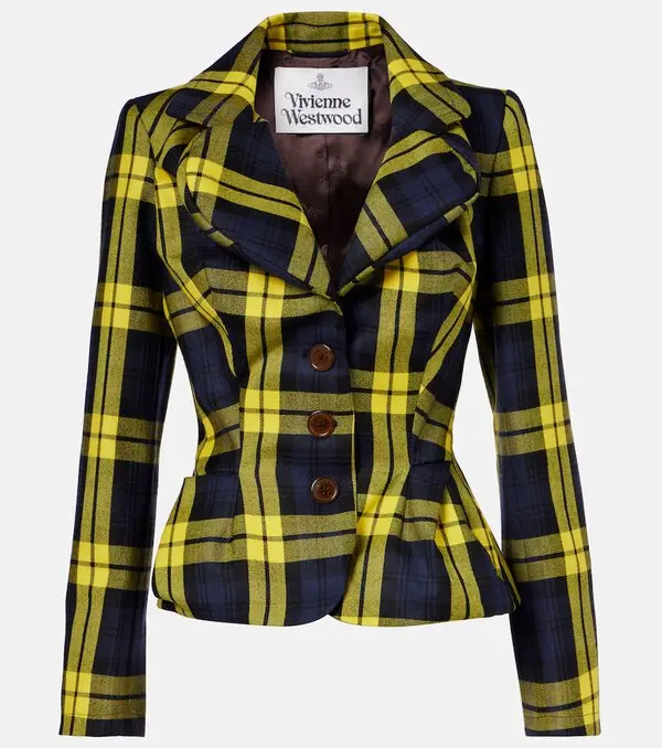 VIVIENNE WESTWOOD Plaid Virgin Wool Cloverleaf Lapel Blazer - Multicoloured
