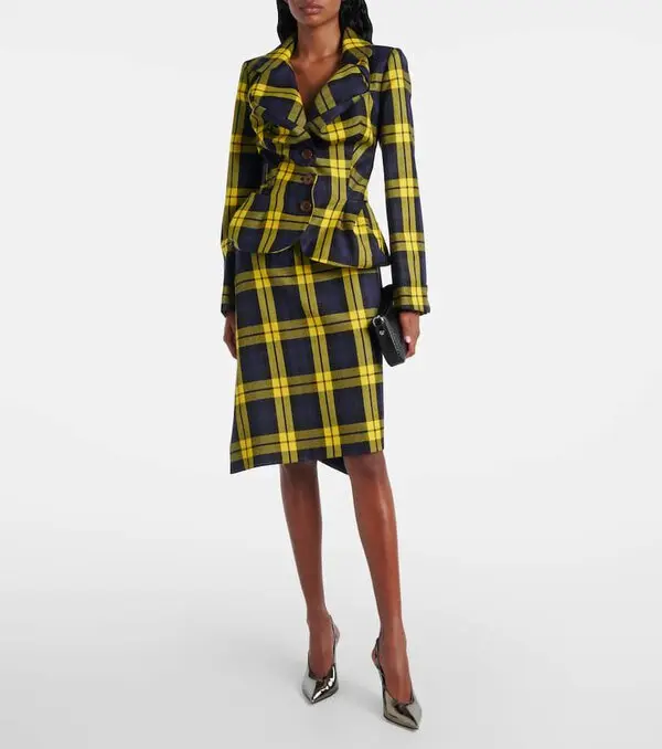 VIVIENNE WESTWOOD Plaid Virgin Wool Cloverleaf Lapel Blazer