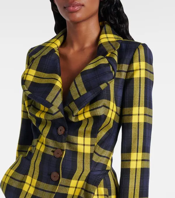 VIVIENNE WESTWOOD Plaid Virgin Wool Cloverleaf Lapel Blazer