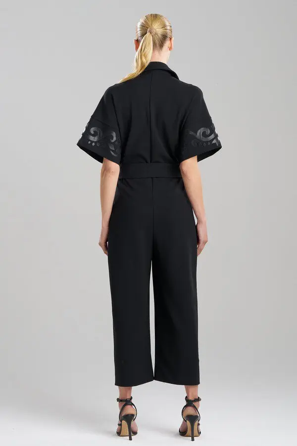 Natori Knit Crepe Embellished Jumpsuit