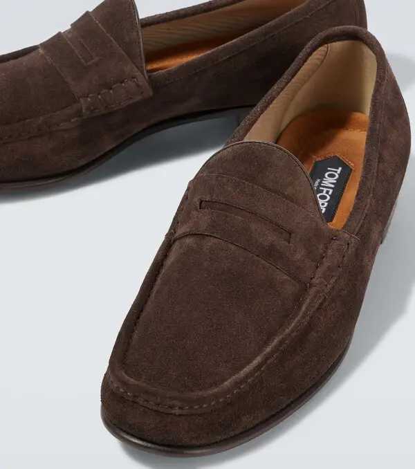 TOM FORD Suede Penny Loafers