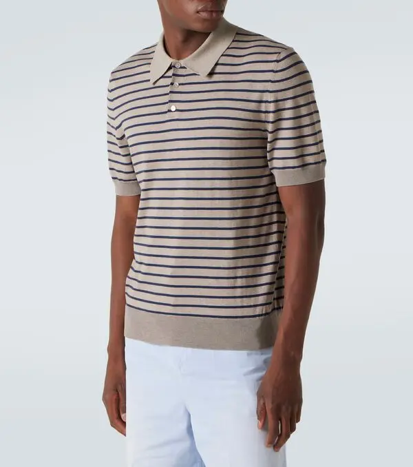Loewe Knitted Striped Cotton-blend Polo Shirt