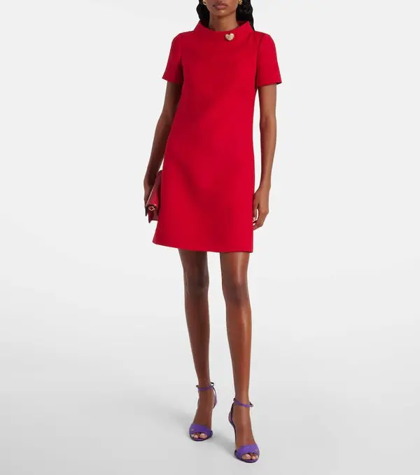 Valentino Garavani Embellished Wool And Silk Minidress