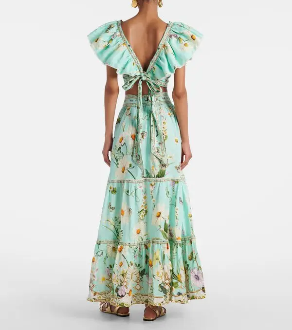 Camilla Floral Linen Crop Top