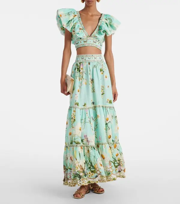 Camilla Floral Linen Crop Top