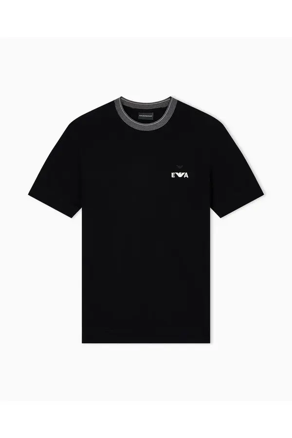 Emporio Armani Asv Piqué T-shirt With Super-embossed Ea Embroidery - Black