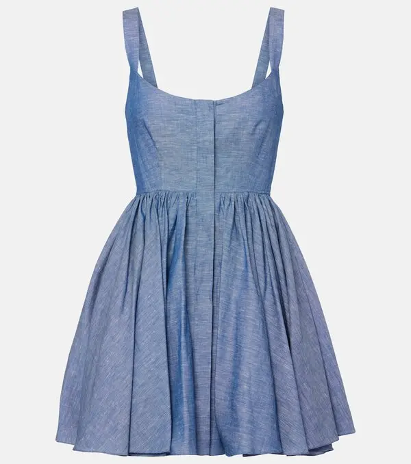 Alaïa Chambray Bustier Dress - Blue