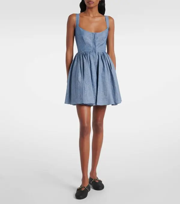 Alaïa Chambray Bustier Dress - Blue