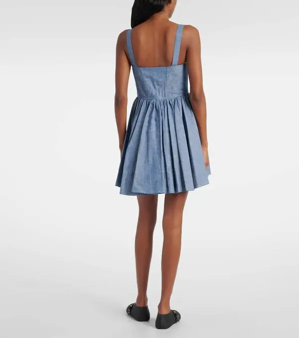 Alaïa Chambray Bustier Dress - Blue