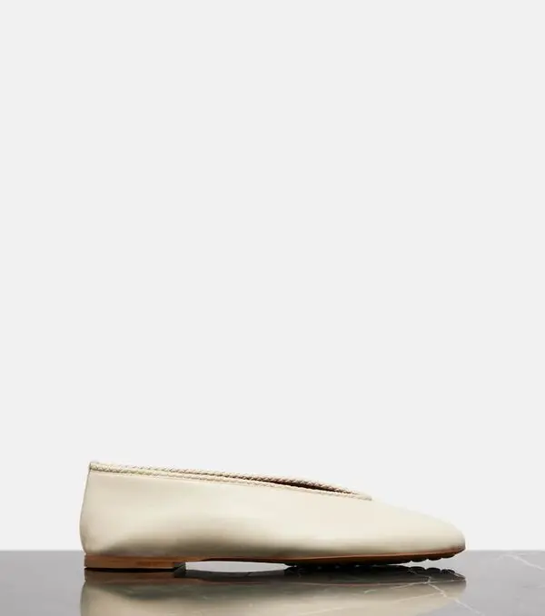 Bottega Veneta Leather Ballet Flats - White