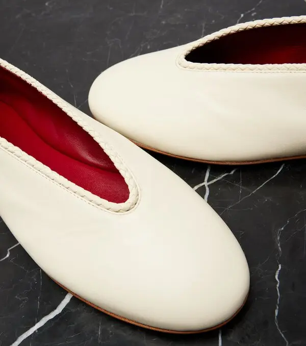 Bottega Veneta Leather Ballet Flats - White