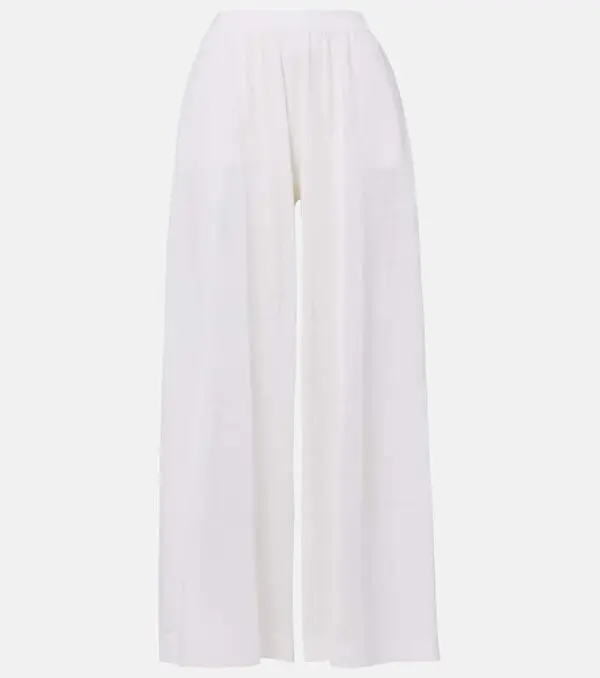 Alaïa Linen And Silk Wide-leg Pants - White