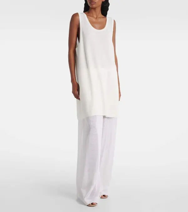 Alaïa Linen And Silk Wide-leg Pants - White