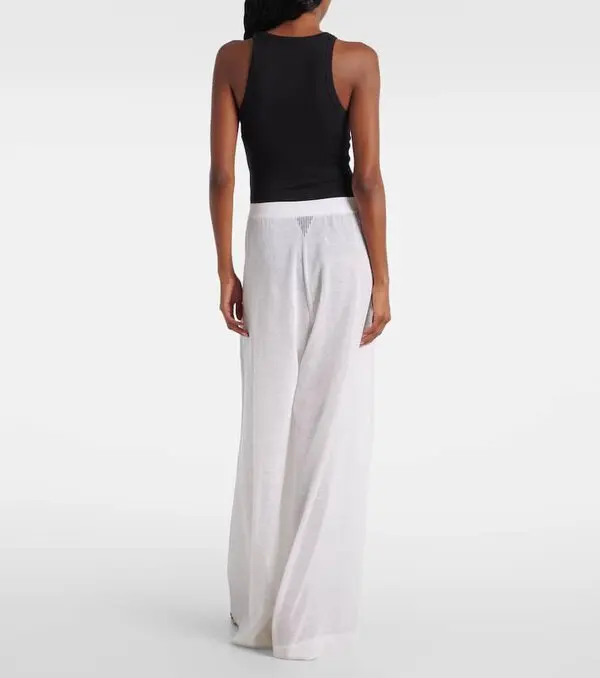 Alaïa Linen And Silk Wide-leg Pants - White