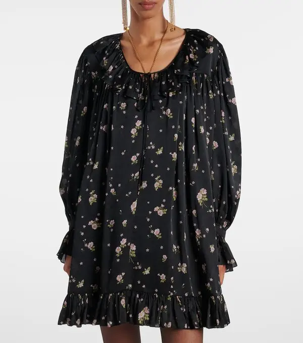 Chloé Gathered Silk Charmeuse Minidress