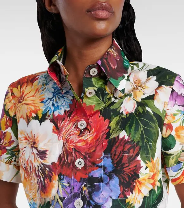 Dolce & Gabbana Cropped Floral Cotton Shirt