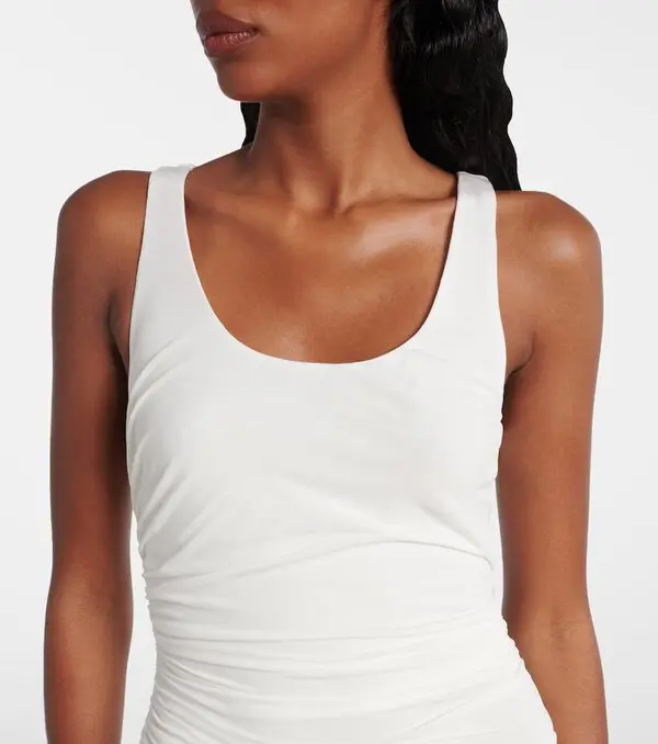 Alaïa Asymmetric Gathered Jersey Maxi Dress