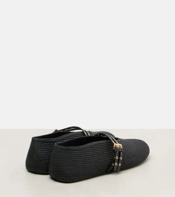 Alaïa Leather-trimmed Ballet Flats - Black