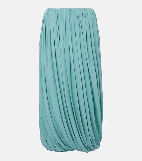 Alaïa Gathered Jersey Midi Skirt
