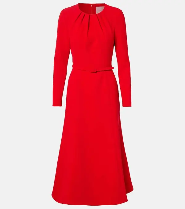 Carolina Herrera Belted Crepe Midi Dress