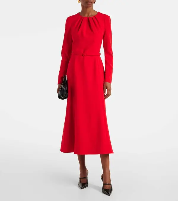 Carolina Herrera Belted Crepe Midi Dress